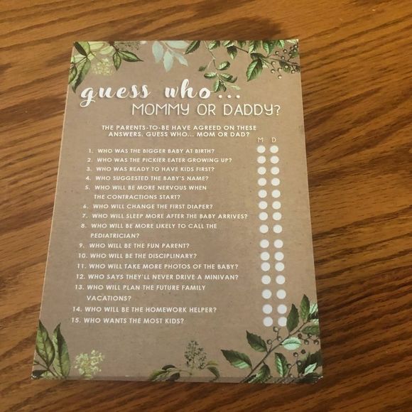 Babble Gabber | Party Supplies | 62 Babble Gabber Baby Shower Guess Who ...